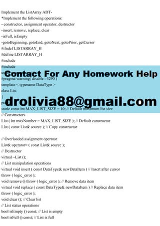 Implement the ListArray ADT-Implement the following operations.pdf