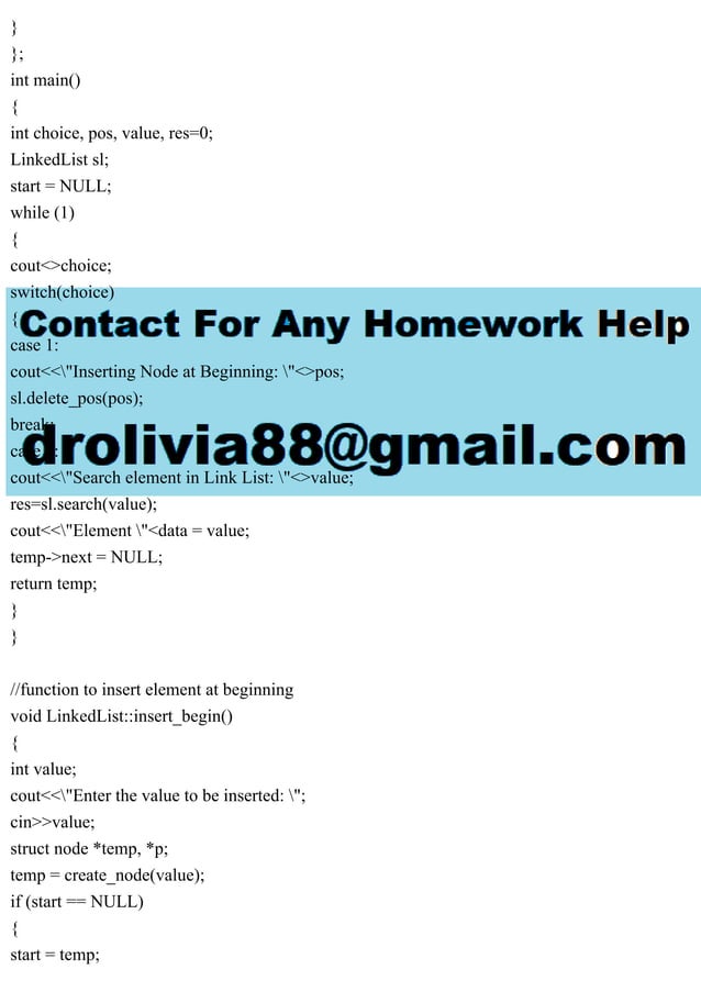 Implement the unsorted single linked list as we did in the class and .pdf