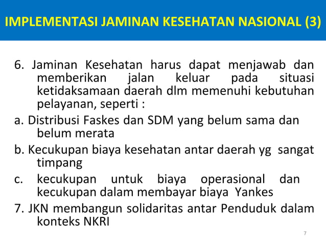 IMPLEMENTASI JAMINAN KESEHATAN NASIONAL (JKN) | PPT