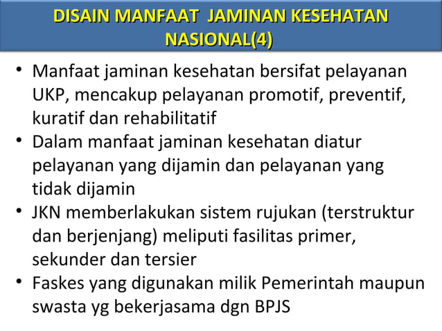IMPLEMENTASI JAMINAN KESEHATAN NASIONAL (JKN) | PPT