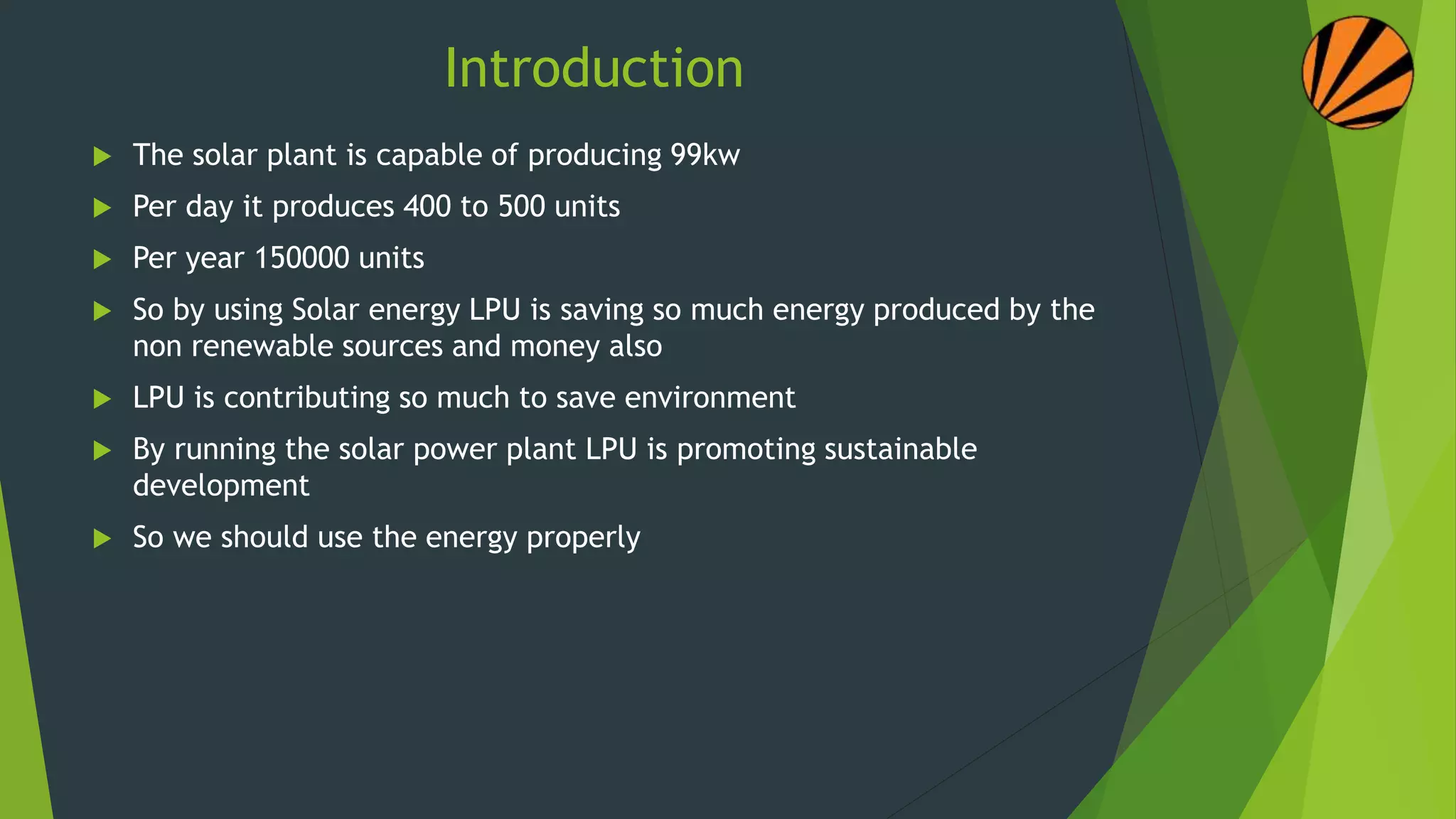Implentation of solar power plant in lpu | PPTX