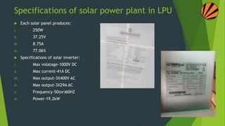 Implentation of solar power plant in lpu | PPTX