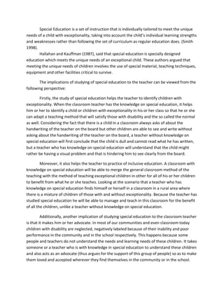 Implication of special education to the teacher | PDF