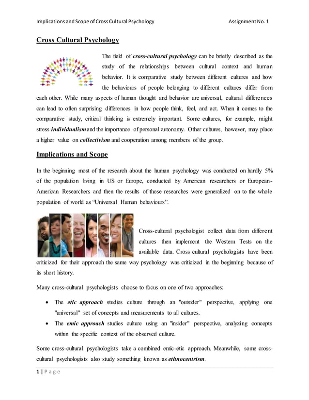 Implications and scope of Cross cultural psychology | PDF
