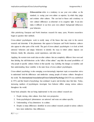 Implications and scope of Cross cultural psychology | DOCX