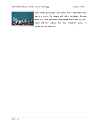 Implications and scope of Cross cultural psychology | DOCX