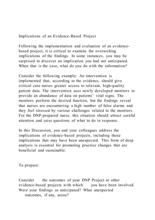 Implications of an Evidence-Based ProjectFollowing the imple | PDF