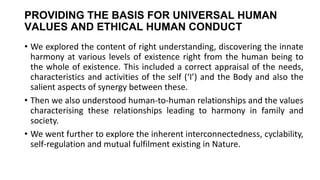 IMPLICATIONS OF THE ABOVE HOLISTIC UNDERSTANDING OF HARMONY ON ...