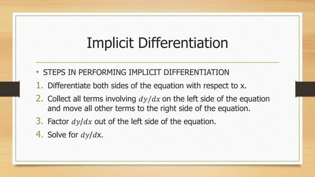 Implicit Differentiation And Related Rates Pptx