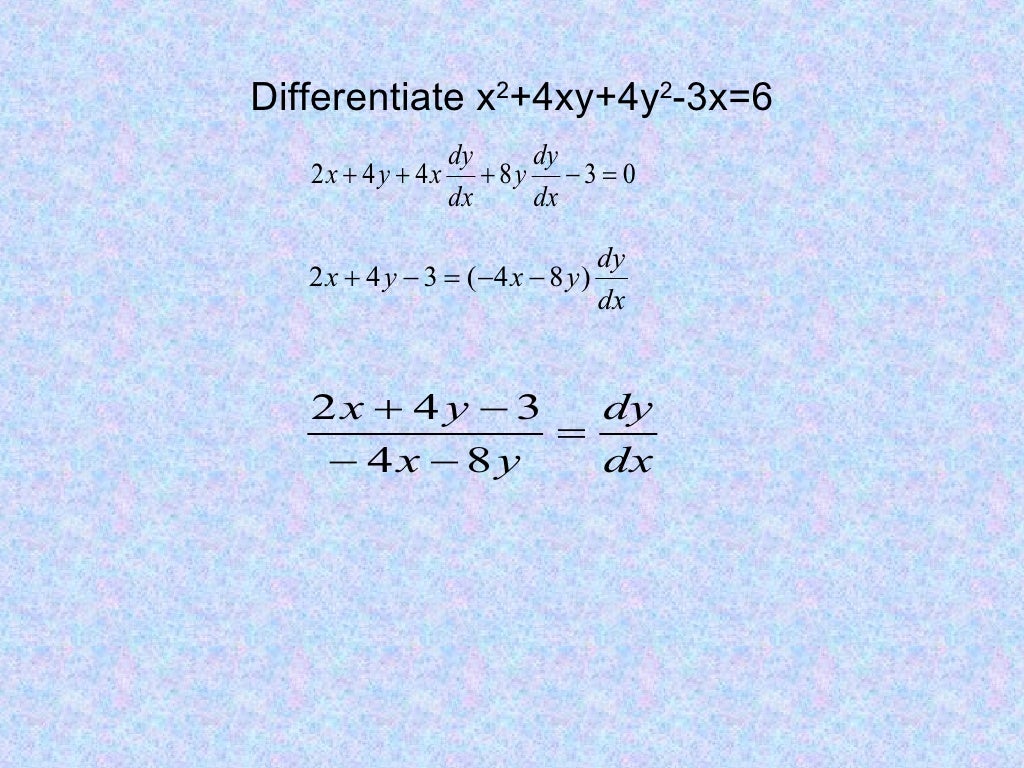Implicit Differentiation, Part Ii