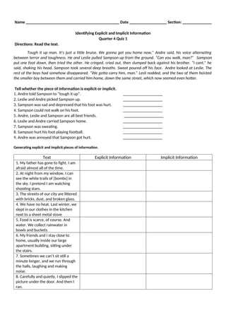implicit explicit worksheet for grade 10 | DOCX