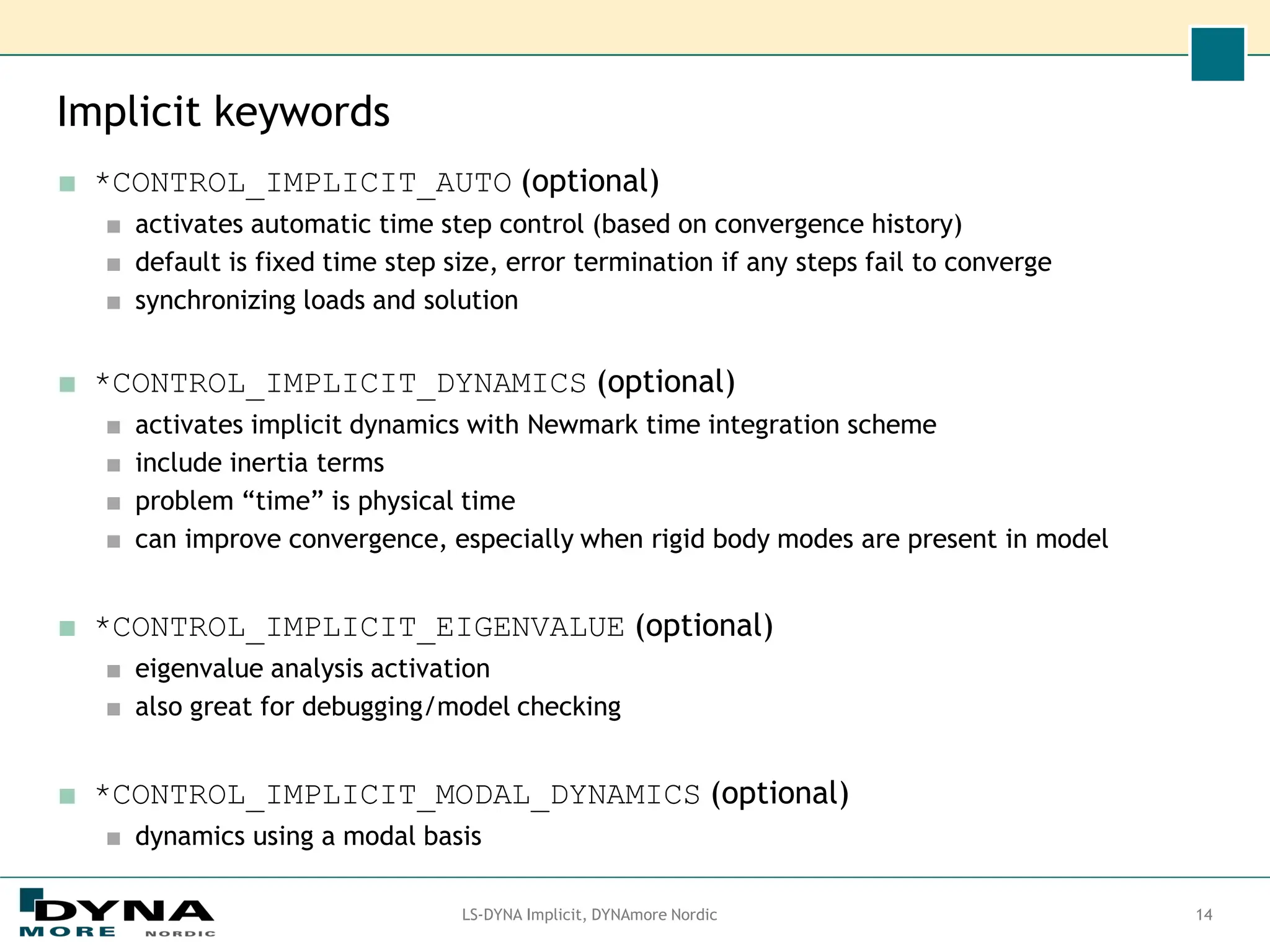 Overview, how to set up implicit analysis and improve convergence | PDF