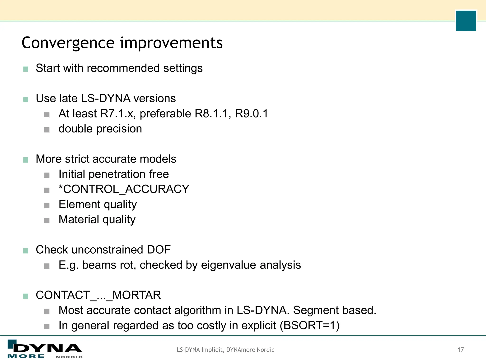 Overview, how to set up implicit analysis and improve convergence | PDF