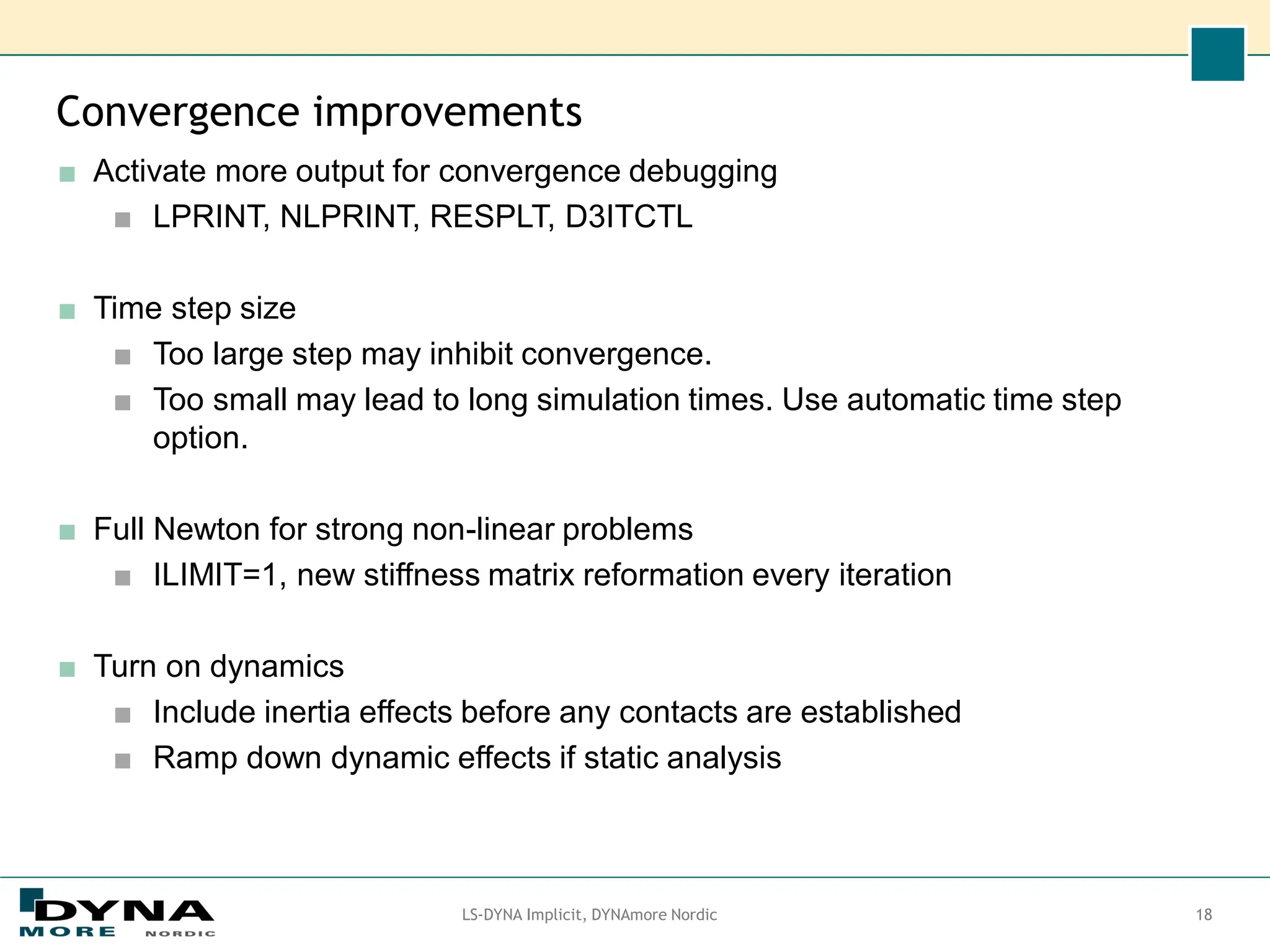Overview, how to set up implicit analysis and improve convergence | PDF