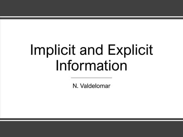 Implicit and explicit information | PDF | Books and Literature