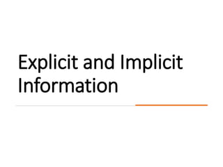 Implicit and explicit information | PDF