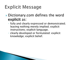 Implicit and explicit messages | PPTX