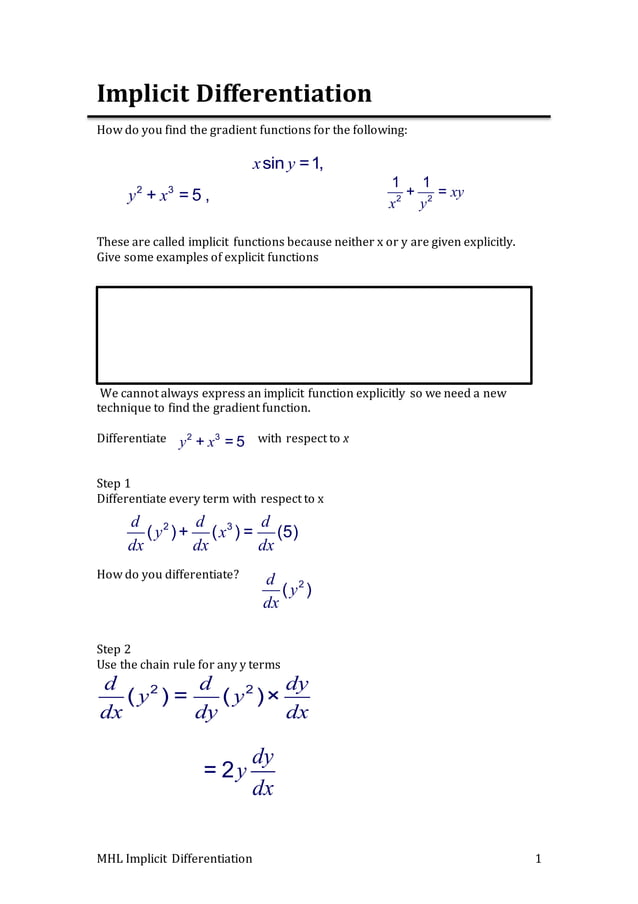 Implicit differentiation | DOCX | Web Development | Internet