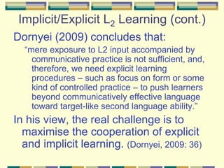 Implicit & Explicit learning, knowledge and instruction | PPTX