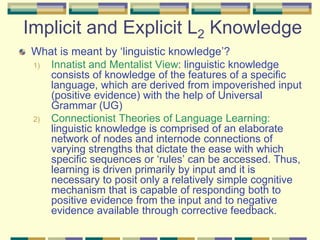 Implicit & Explicit learning, knowledge and instruction | PPTX