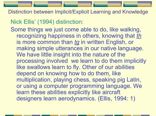 Implicit & Explicit learning, knowledge and instruction | PPTX