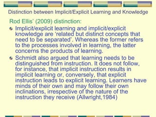 Implicit & Explicit learning, knowledge and instruction | PPTX