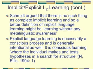 Implicit & Explicit learning, knowledge and instruction | PPTX