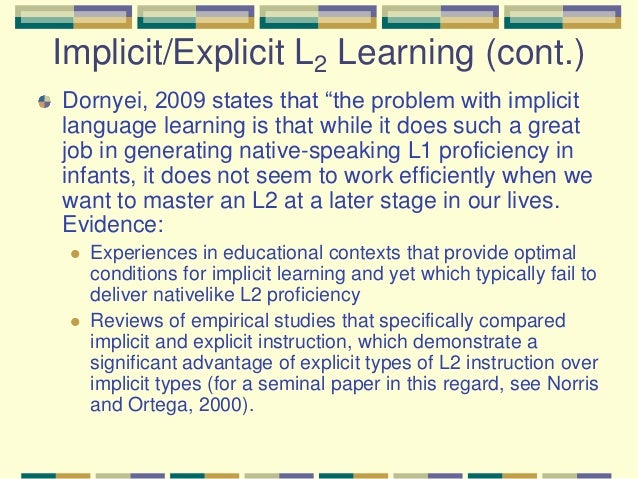 Implicit & Explicit learning, knowledge and instruction