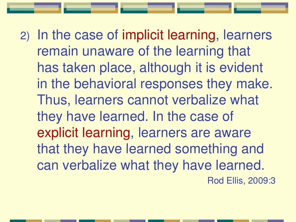 Implicit And Explicit Learning Knowledge And Instruction