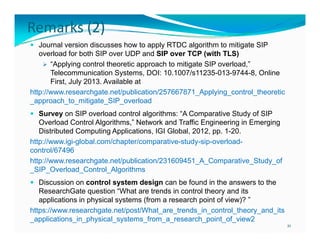 Design Of A PI Rate Controller For Mitigating SIP Overload | PPT