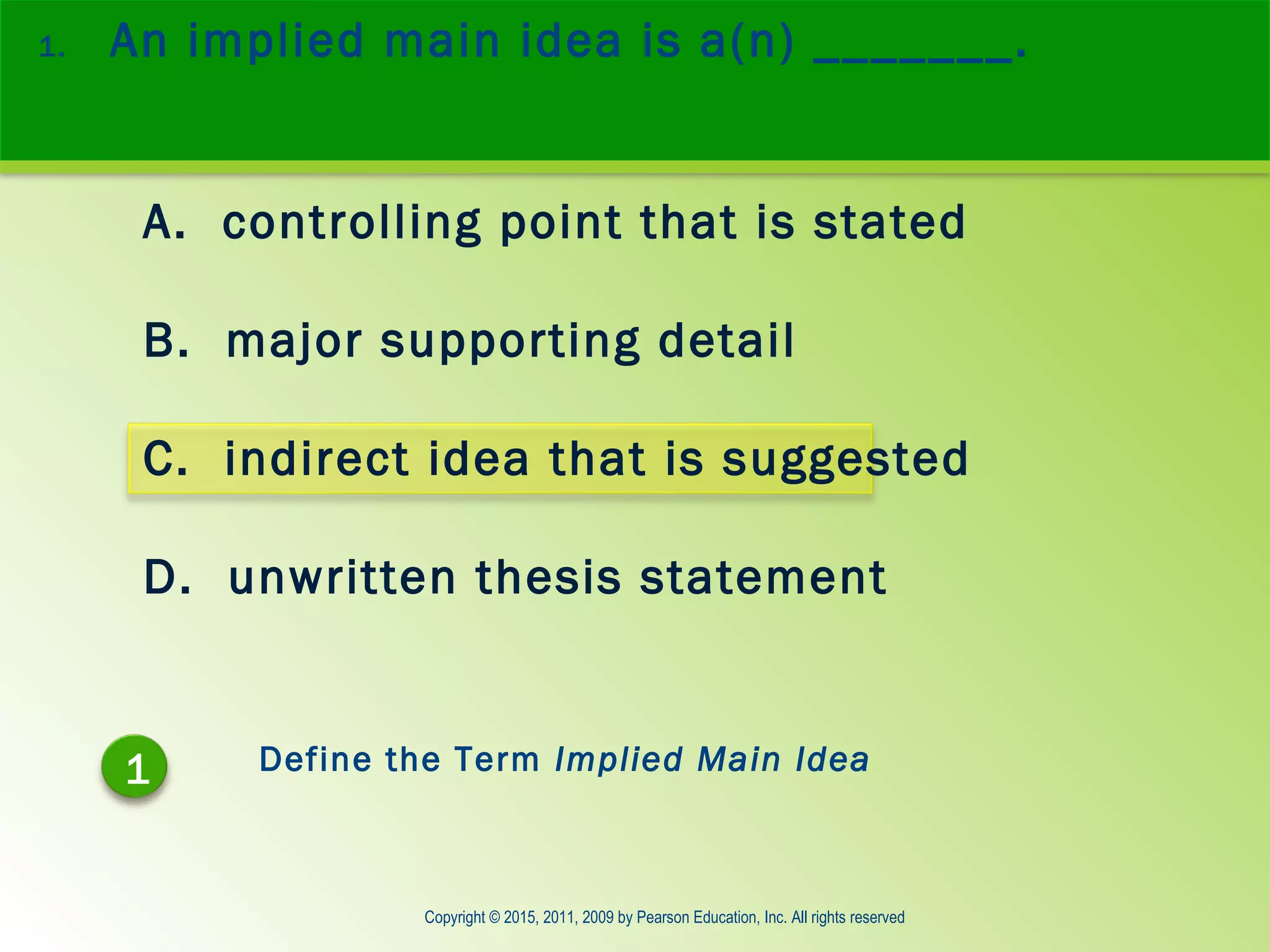 Implied main idea | PPT