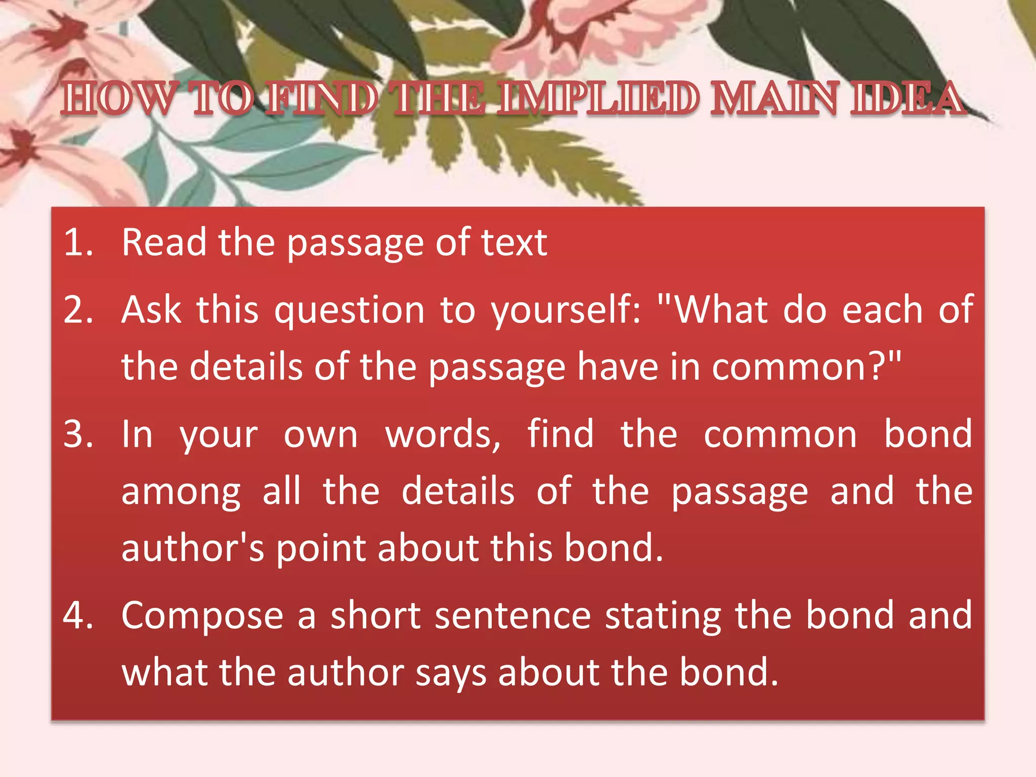 Implied main idea | PPTX