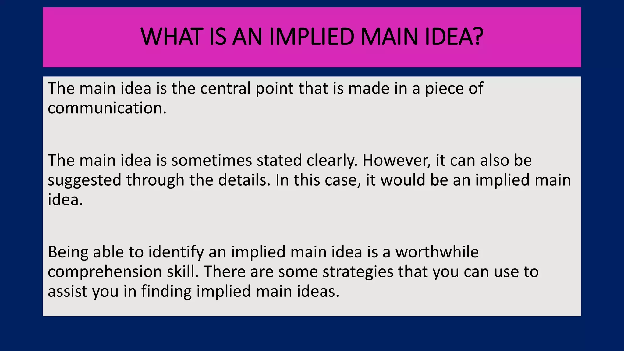 Implied main idea | PPTX