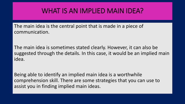 Implied main idea | PPTX