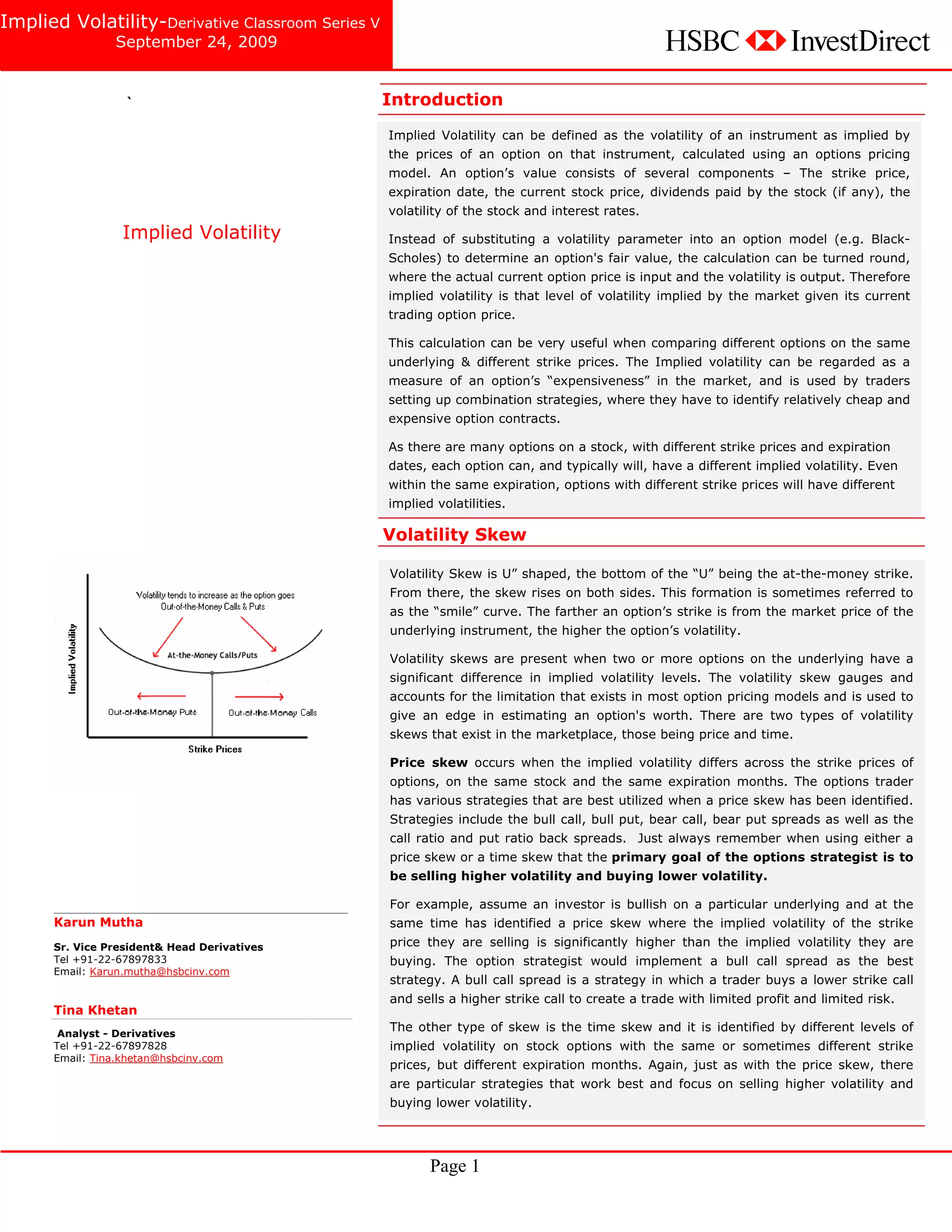 Implied Volatility | PDF