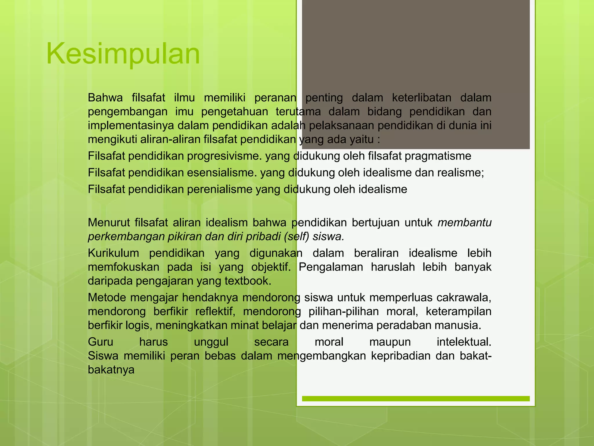 Implikasi dan implementasi Filsafat Ilmu | PPTX