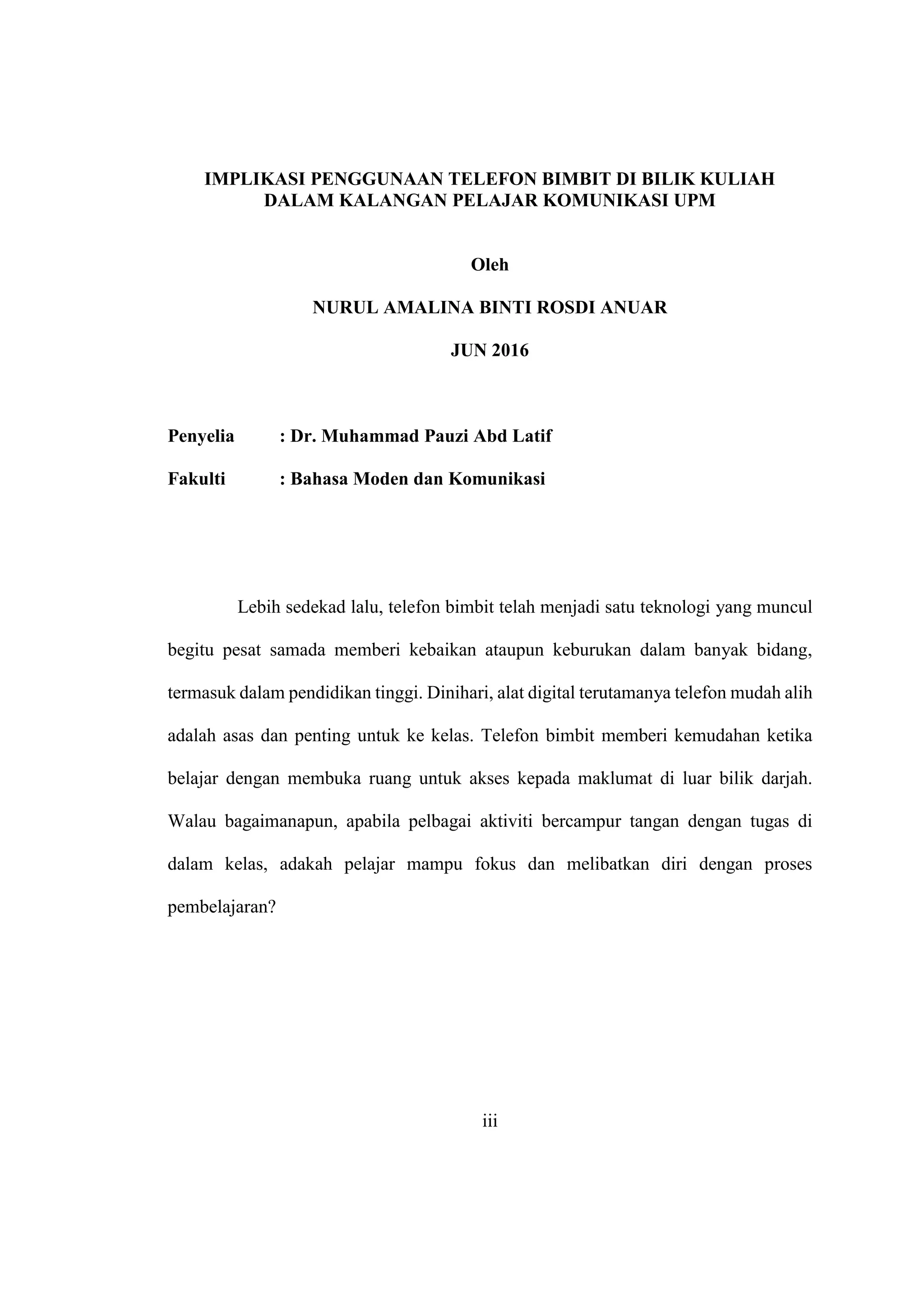 Implikasi penggunaan telefon bimbit | PDF