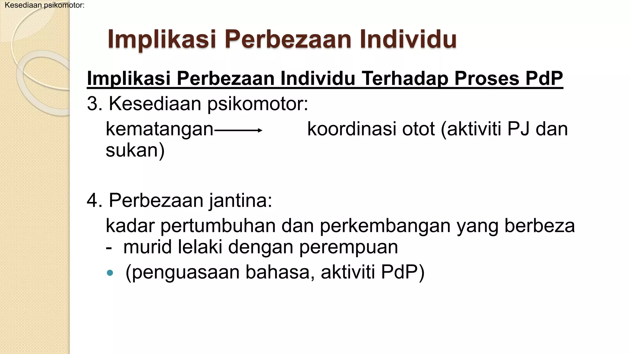 Implikasi perbezaan individu dan pembelajaran | PPTX