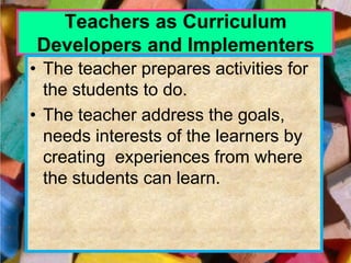 Implimenting the curriculum the roles of stakeholders ---hazel and ...