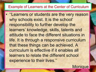 Implimenting the curriculum the roles of stakeholders ---hazel and ...