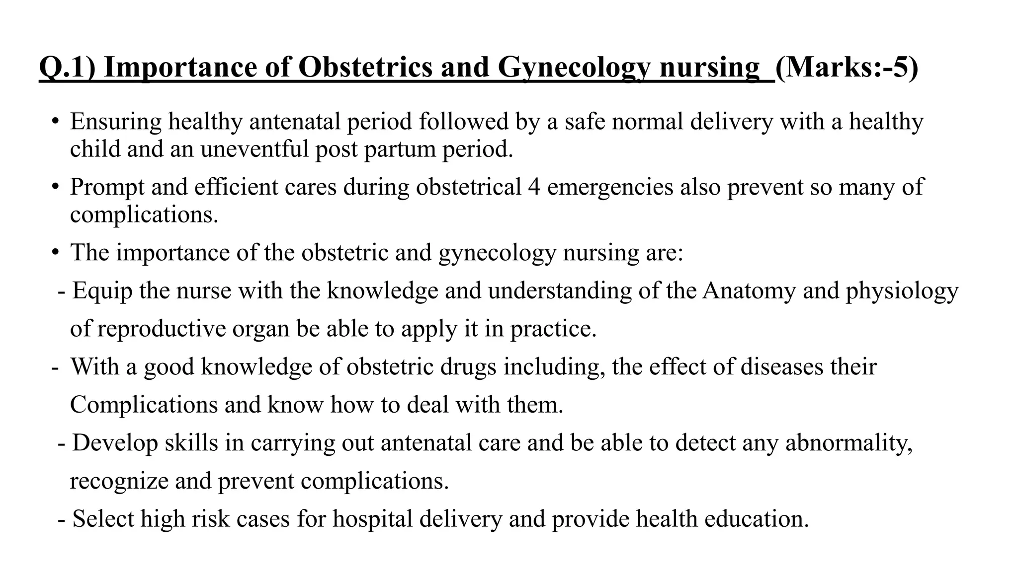 Imp obstetrics and gyneacology nursing | PPTX