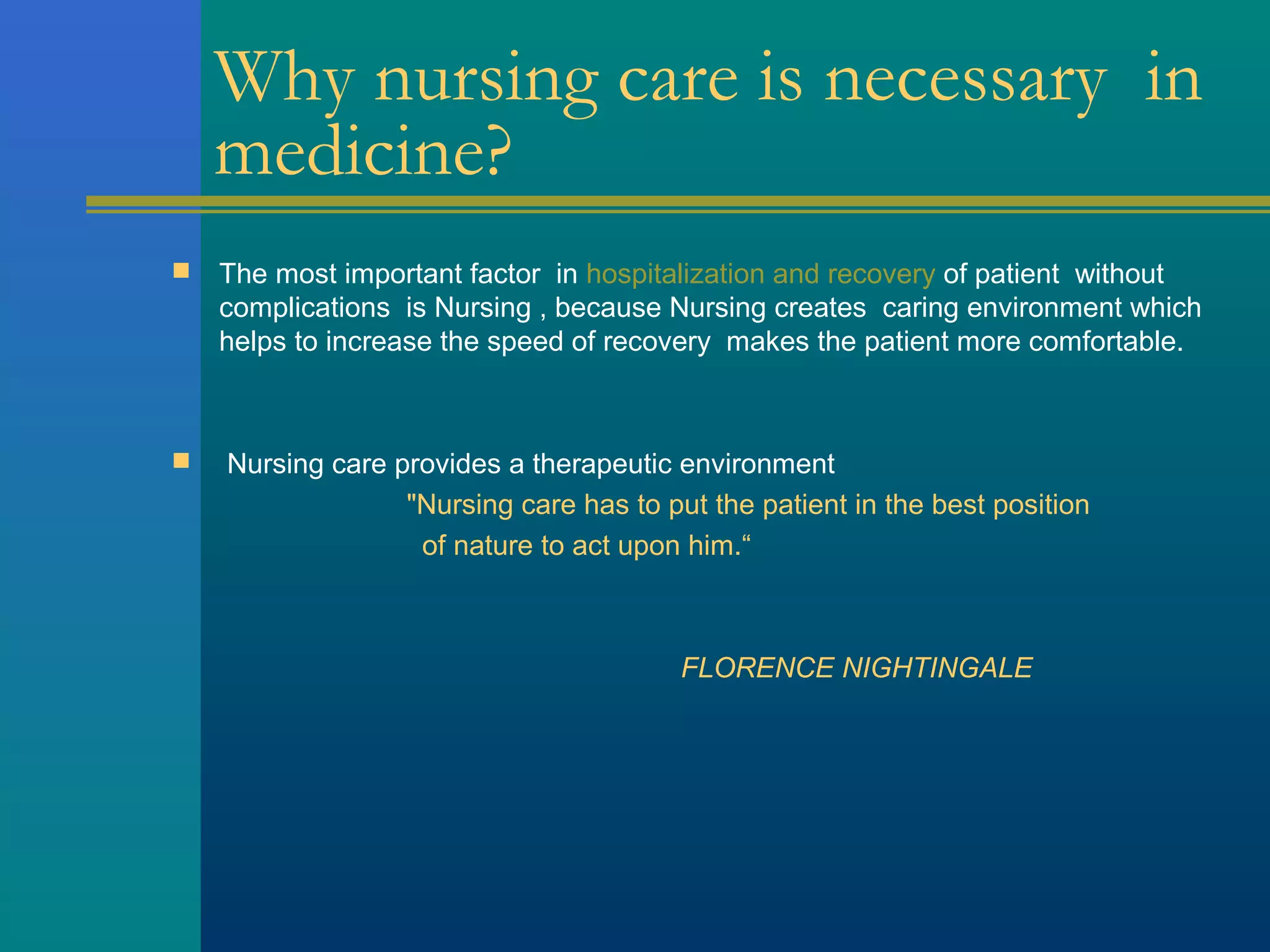 Importance of nursing care | PPT