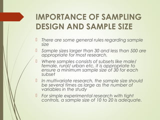 Importance of Sampling design & Sample size | PPT