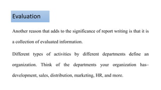 Importance of Report Writing | PPTX