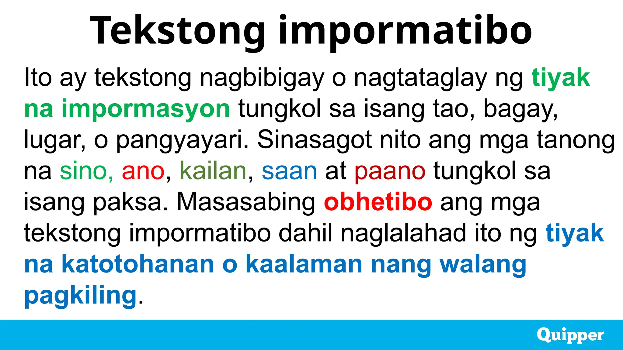 Katangian at kalikasan ng tekstong impormatibo | PPTX