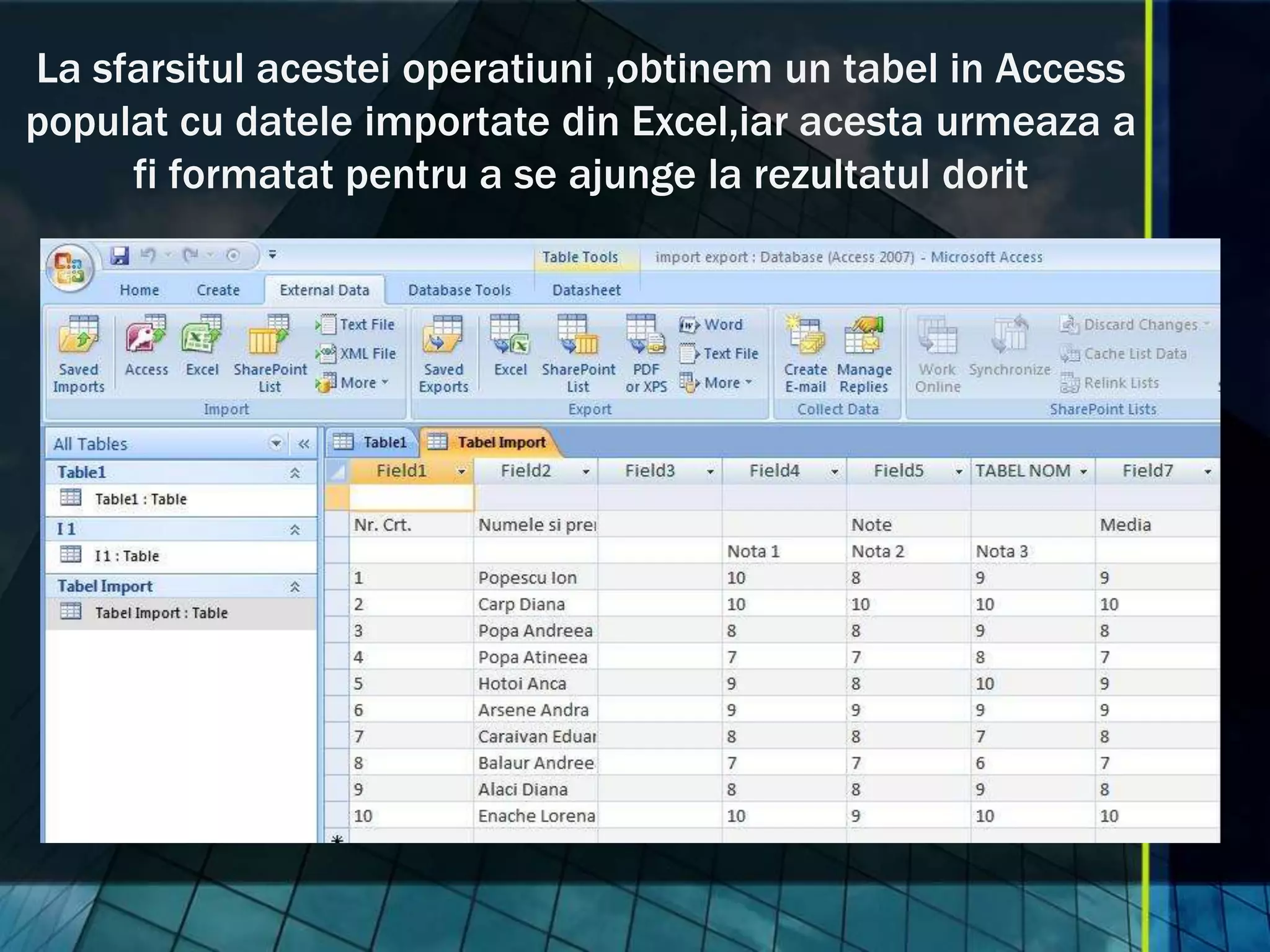 Importarea datelor intr-un tabel ACCESS | PPTX