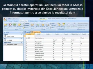 Importarea datelor intr-un tabel ACCESS | PPTX