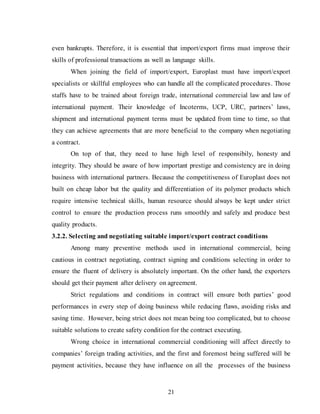 Import-export practices at Europlast Jsc | DOC