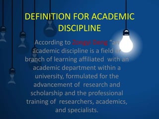 IMPORTANCE OF KNOWLEDGE, SUBJECT AND DISCIPLINE | PPTX