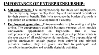 Importance of Entrepreneurship B.com Final Year | PPT